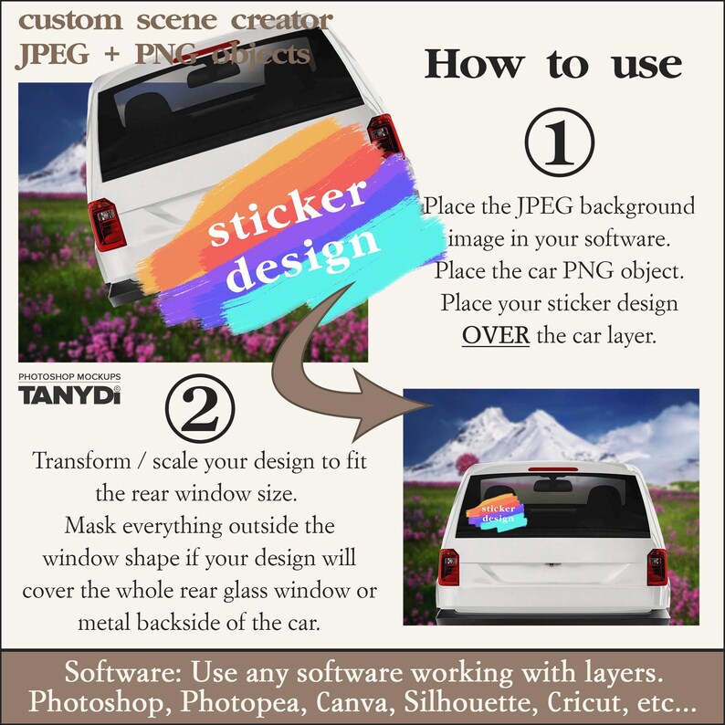 Bundle of PNG & JPEG Backside Cars, Sticker Display Custom Scene ...