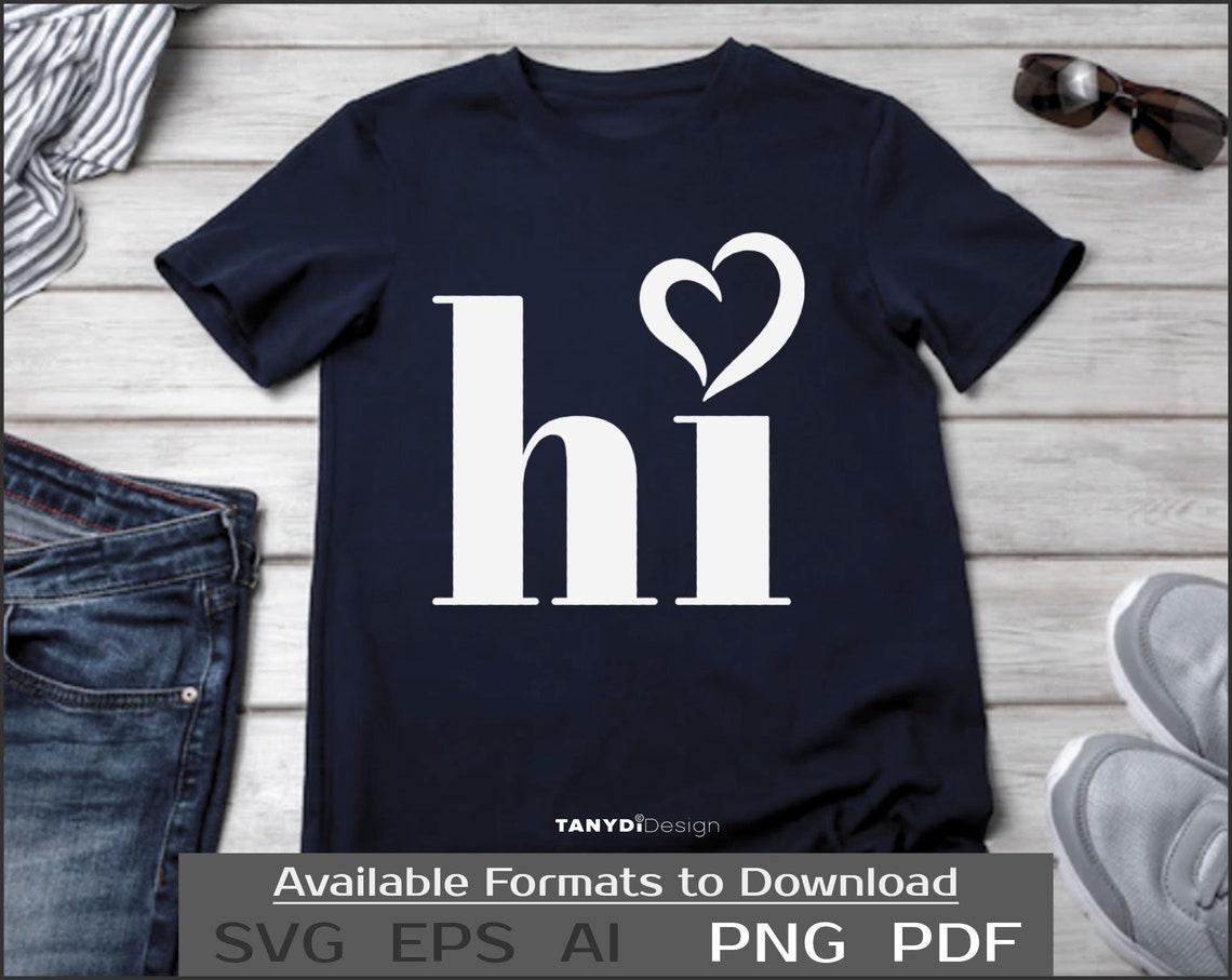 Hi SVG PNG EPS Red Heart Sublimation Clipart Positive Svg - Etsy