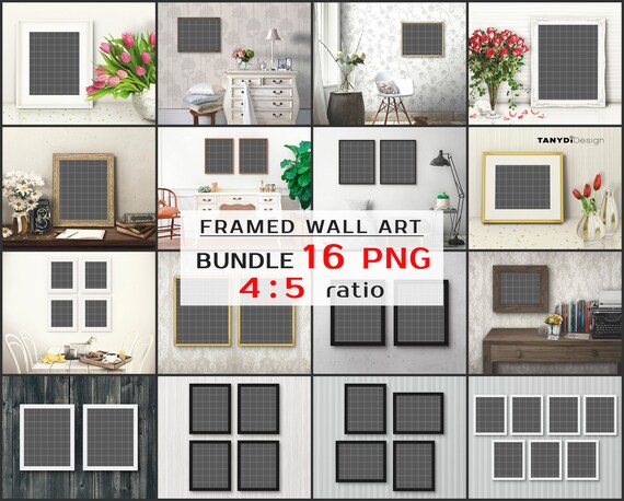Blank Frame on Wall F45-7 Empty Opening 4x5 Bundle of 16 PNG - Etsy
