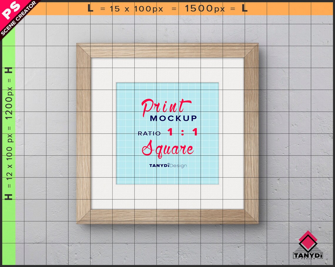 Square Frame on Wall Photoshop Print Mockup PNG Black & - Etsy