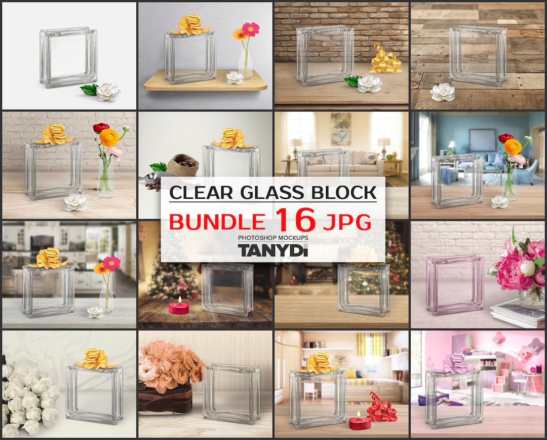 Blank Decorative Glass Block for Custom Sticker Display, Bundle of 16 ...