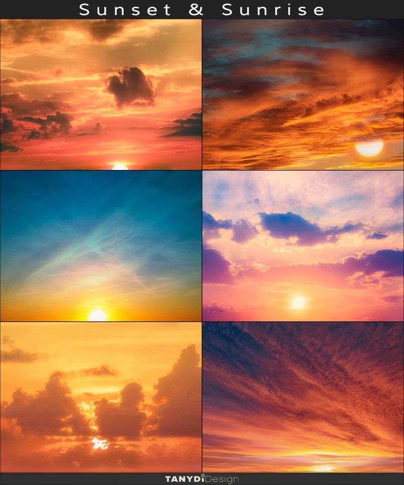 Sunset & Sunrise Sky JPG Image Photo Overlays Under the Open | Etsy