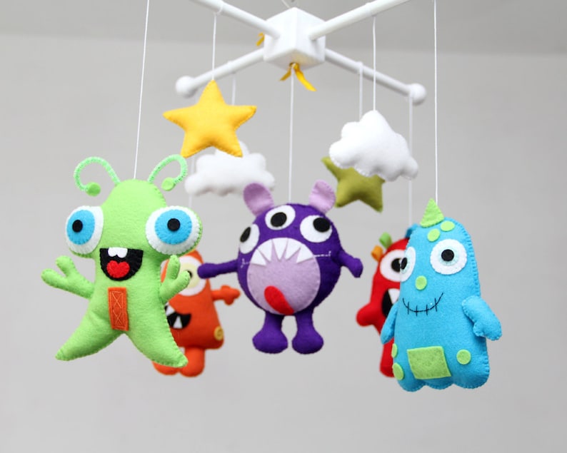 Baby Crib Mobile Baby Mobile Monster baby crib mobile | Etsy