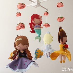 Baby Crib Mobile - Princess- Nursery Princess Mobile -ariel,snow White ...