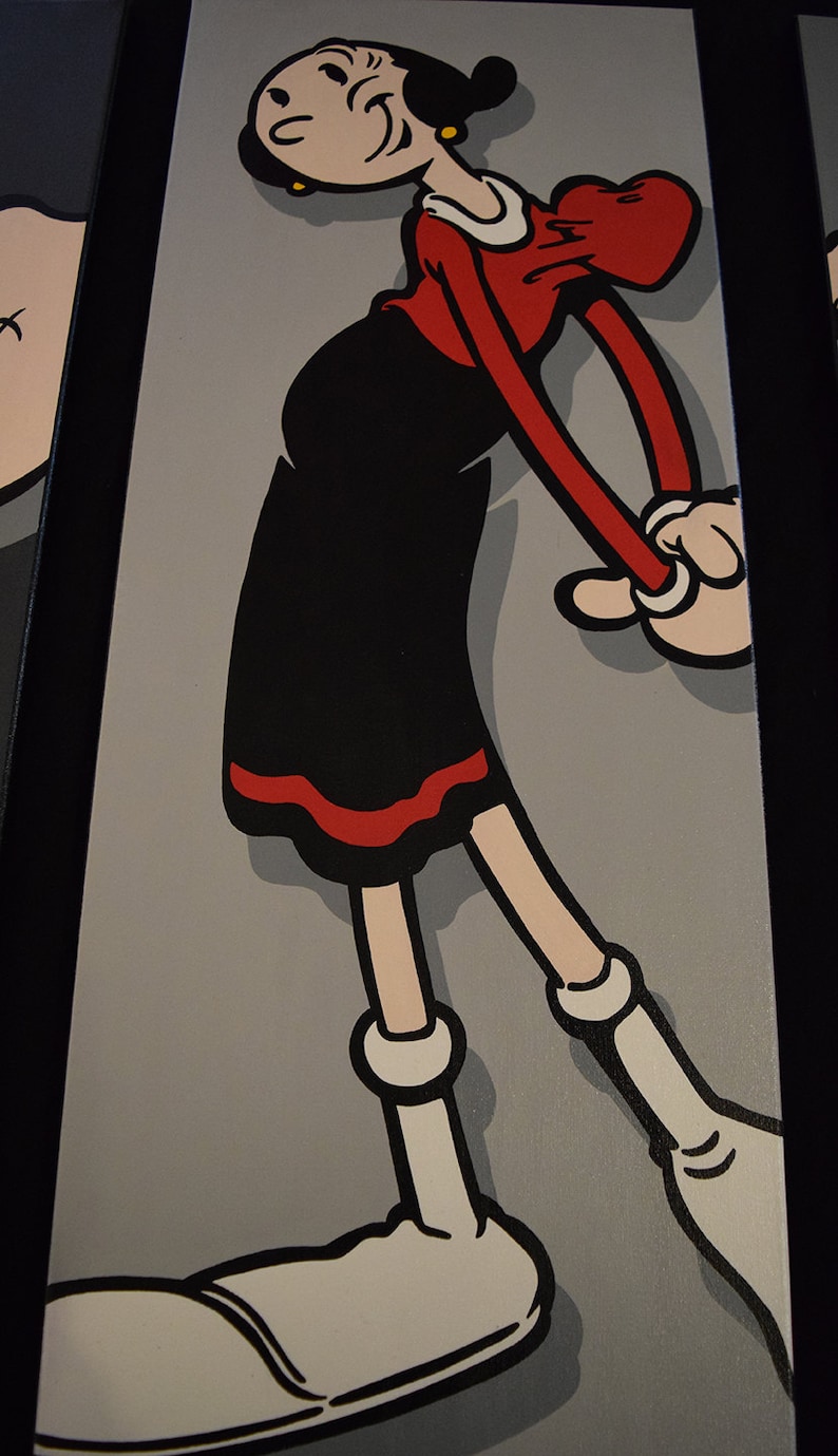 Popeye Olive Oyl Bluto the Brutus Pop Art Hand Painted Acrylic Canvas ...