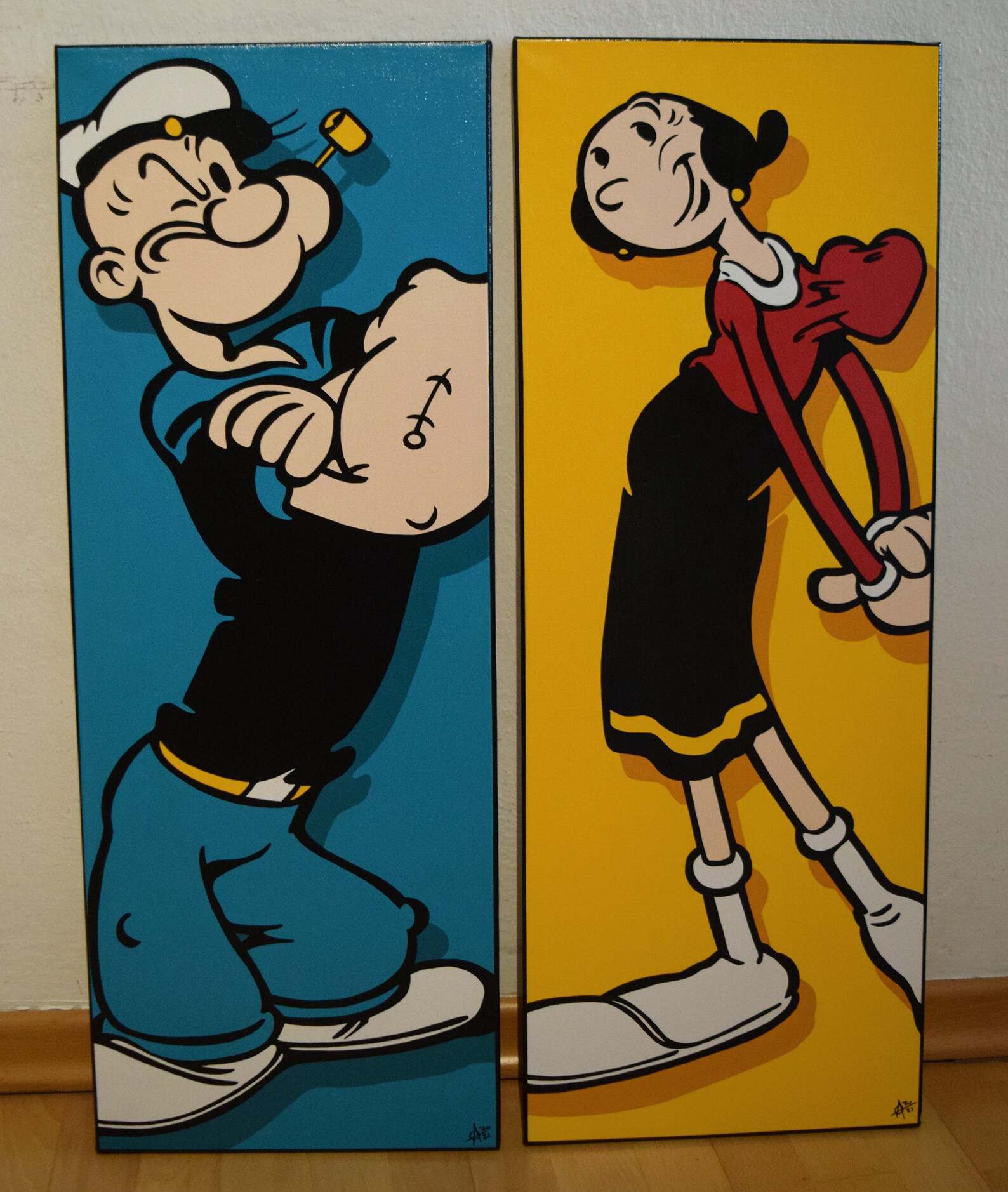 Popeye Olive Oyl Pop Art Hand Painted Acrylic Canvas - Etsy