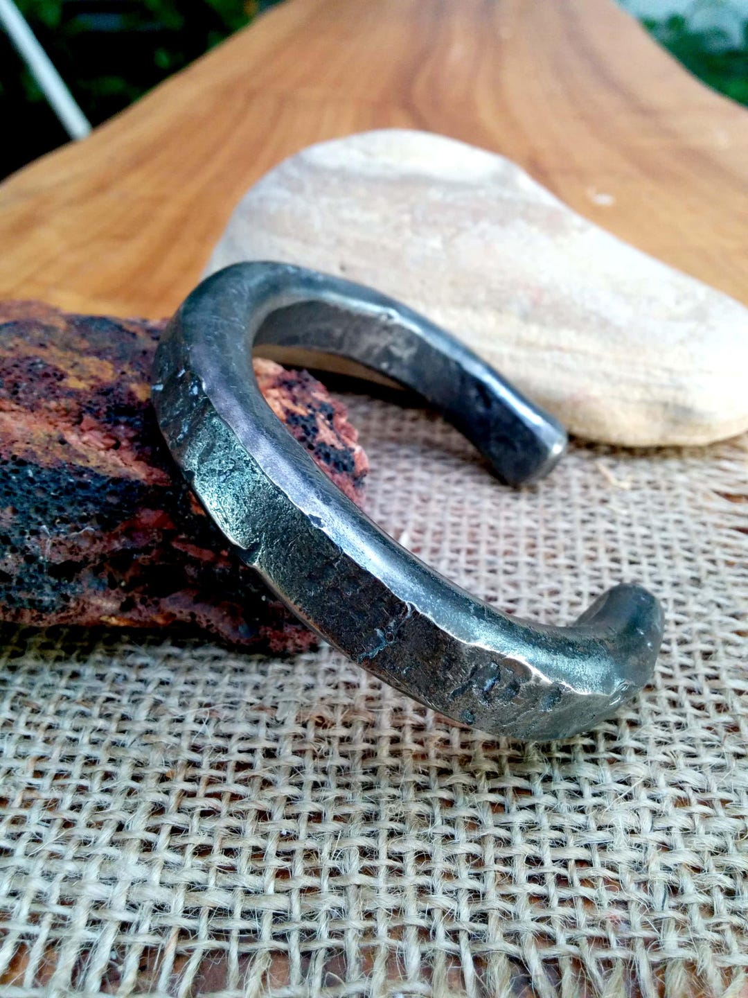 Hammered Rustic Titanium Cuff Bracelet. 9.5 Mm X 13mm Thick and Wide ...