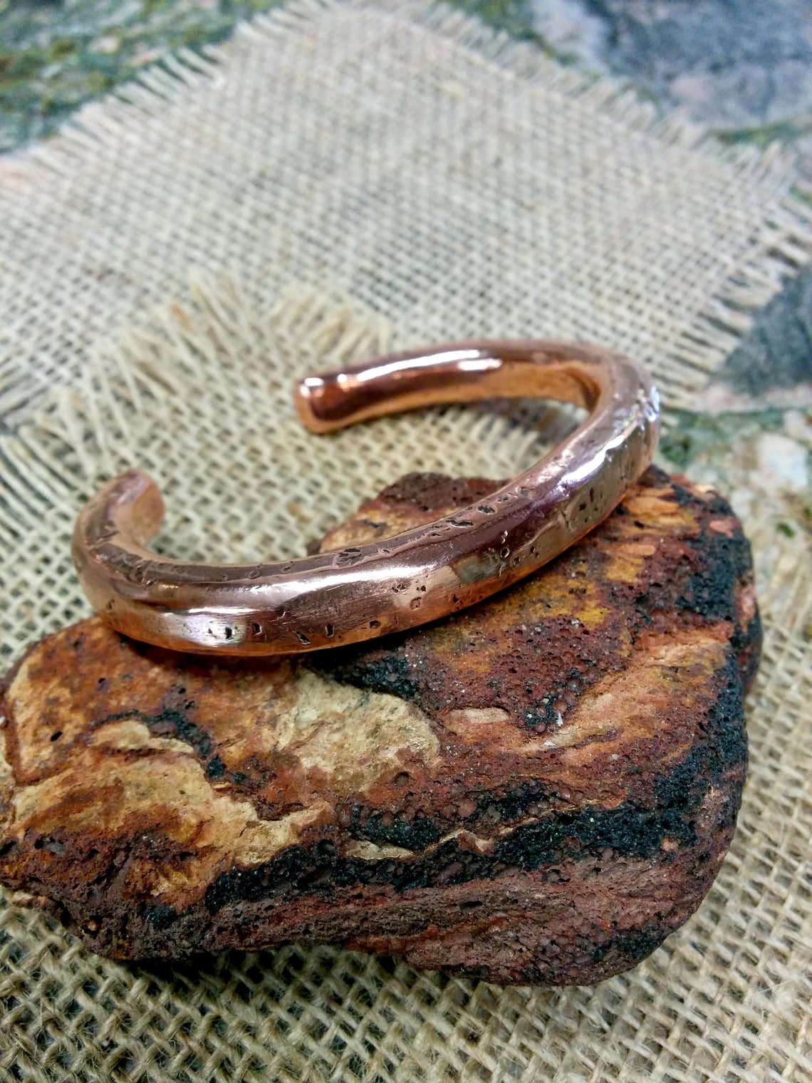 Hammered Heavy Copper Cuff Bracelet Shiny. 10, 12 Mm Thick. - Etsy