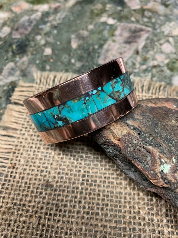 Mens copper and turquoise bracelet store