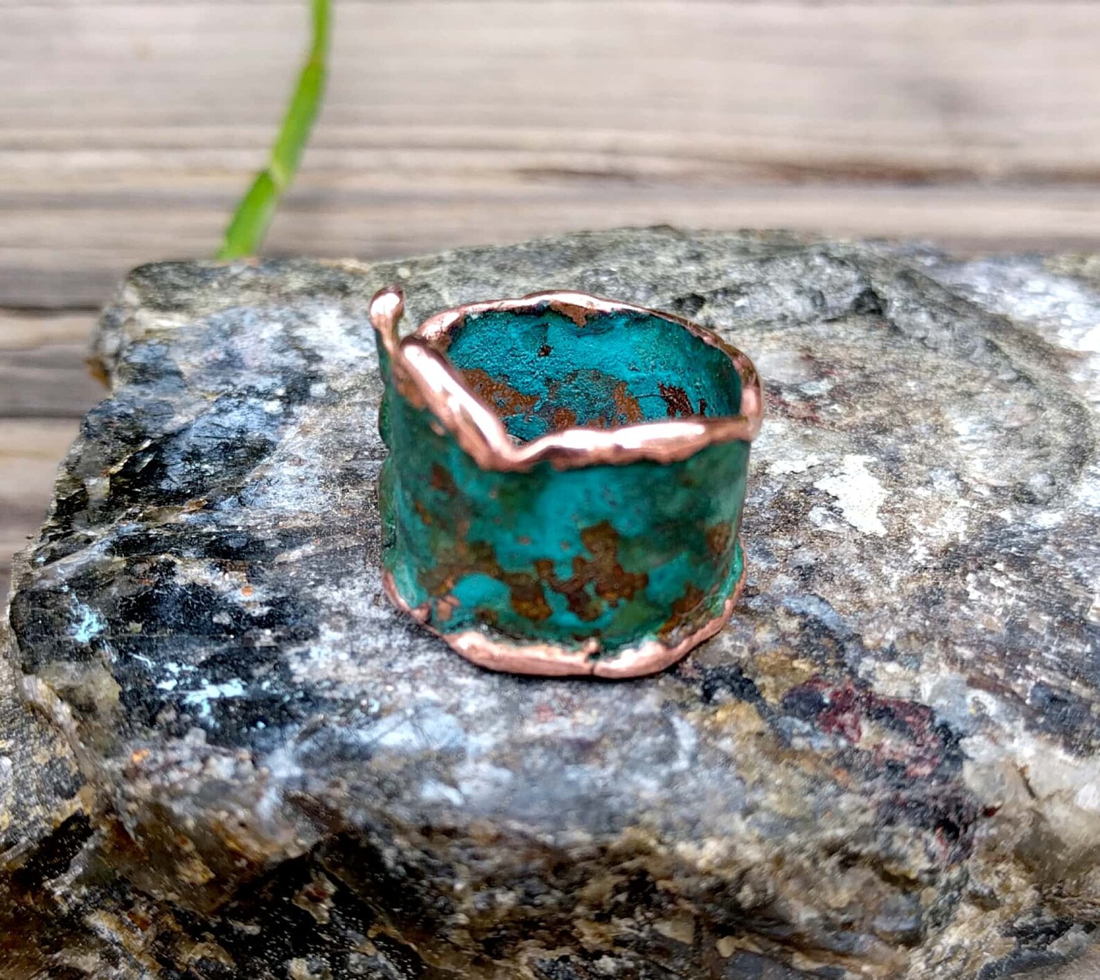Asymmetric Mixed Patina Copper Cuff Ring. 10-18mm Wide. Copper. - Etsy