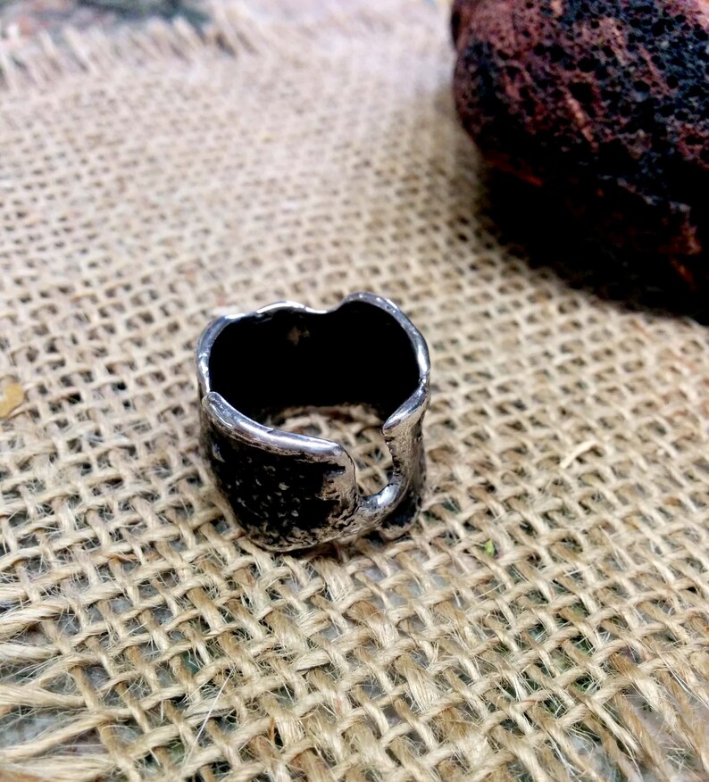 Molten Sterling Ring Band. 14mm Irregular Wide. - Etsy