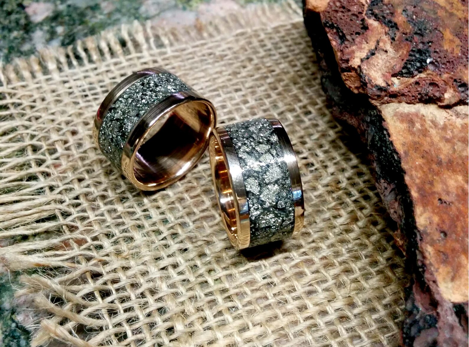 Mens Pyrite Ring Band. 2.5mm Thickness.8 10 12 13 15mm Wide - Etsy
