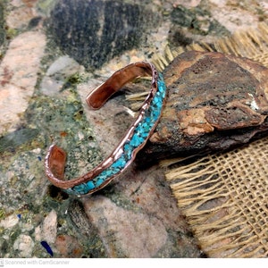 3/4" Turquoise Copper Cuff Bracelet. Molten Edges. 3 X10, 18mm Thick and Wide. - Etsy