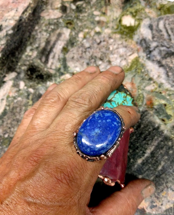 Blue Lapis Copper Cuff Ring. - Etsy