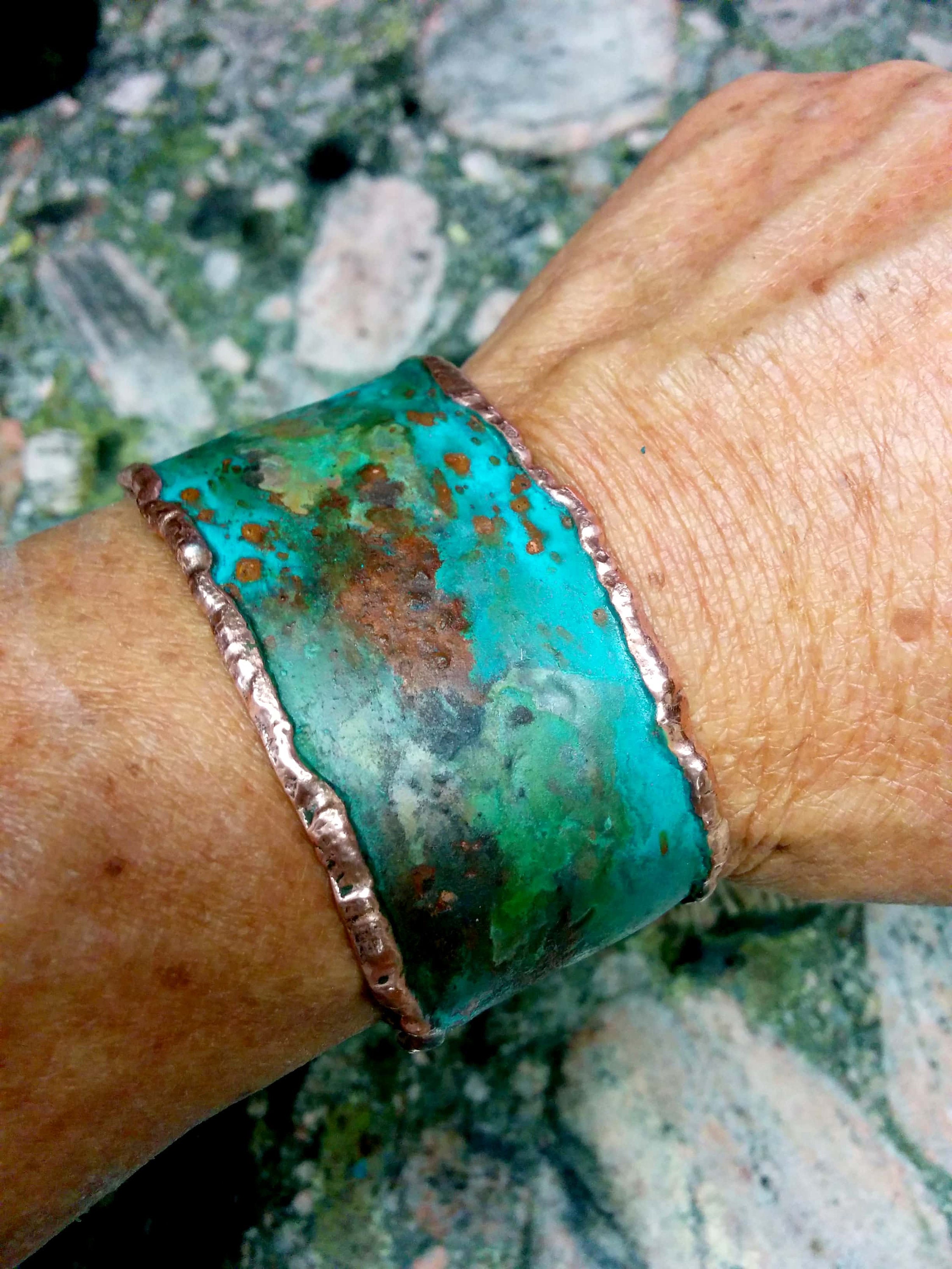 Rustic Mixed Patina Copper Cuff Bracelet. 1.25 Wide. | Etsy