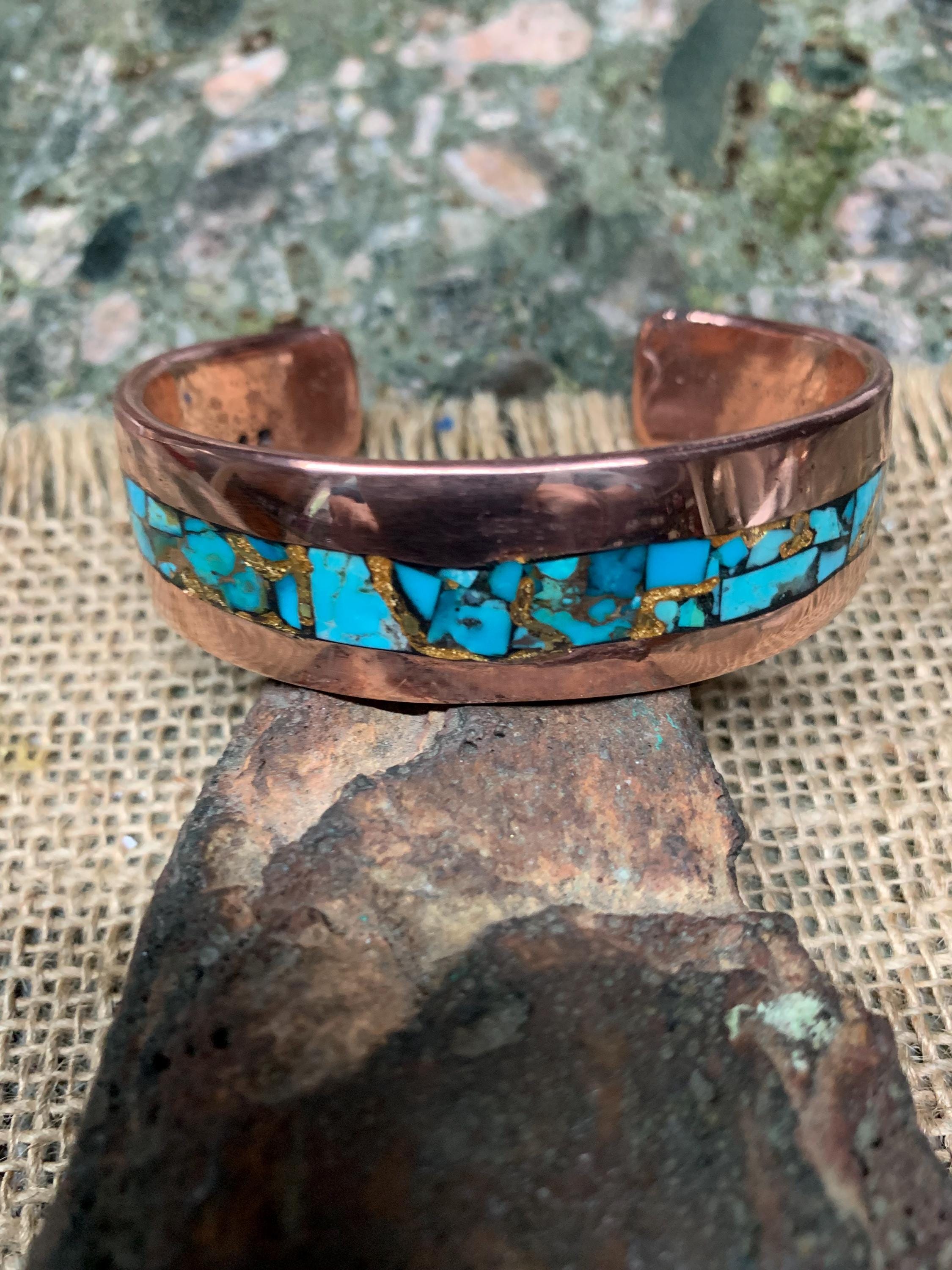 Gold Vein King Man Turquoise Copper Cuff Bracelet. Alaska Gold Vein King Man Turquoise Copper Cuff Bracelet. Alaska
