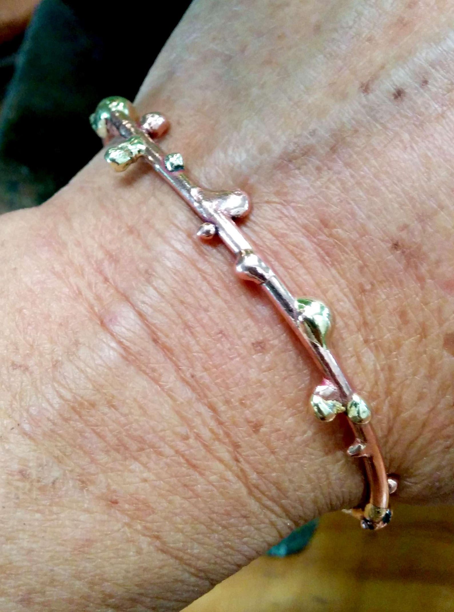 Copper Twig Cuff Bracelet. Bronze and Copper Buds. - Etsy