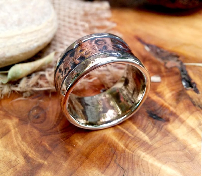White Rustic Copper Ring Band. Hammered and Rustic. - Etsy
