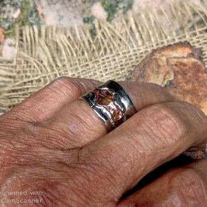 White Bronze Cuff Ring. 14mm Wide. Copper Inlay. - Etsy