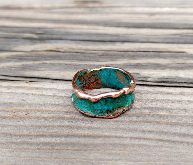 Mixed Patina Copper Ring Band. 10mm, 12 and 14 Mm Choice. - Etsy