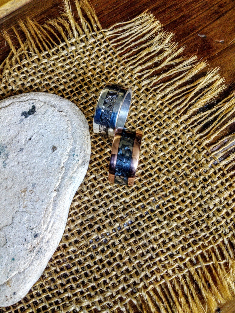 Grauer Silber Kupfer Ring. Bismuth Metallic Stein eingelegt. - Etsy.de