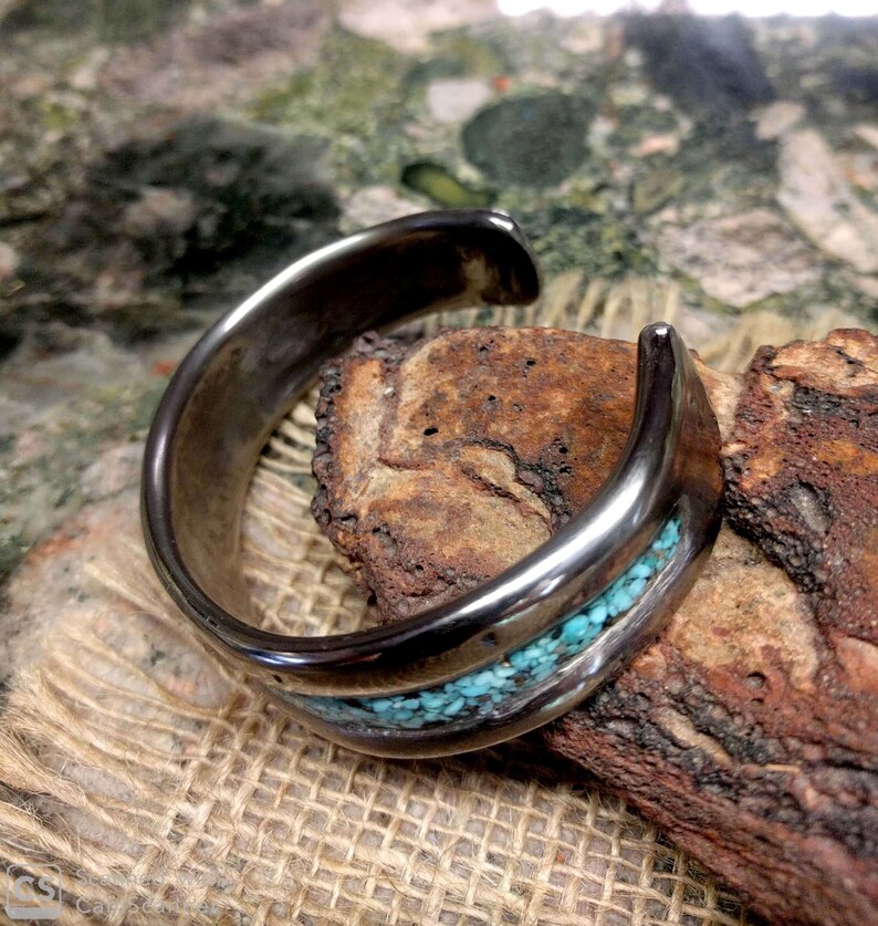 Titanium Cuff Bracelet. Turquoisr Inlay. 0.5 0.75 | Etsy