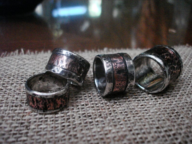 White Rustic Copper Ring Band. Hammered and Rustic. - Etsy