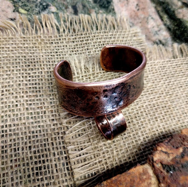 Rustic Copper Cuff Ring and Bracelet. Hammered. - Etsy