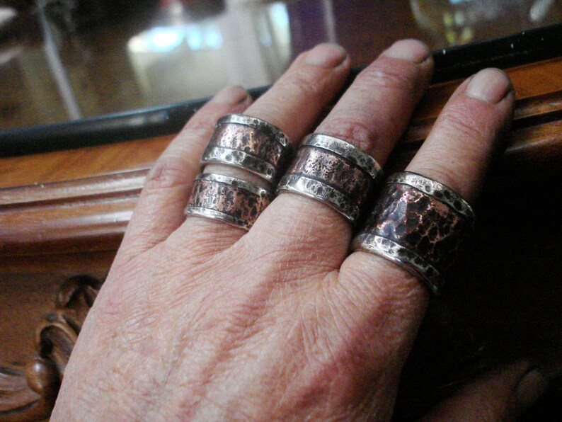 White Rustic Copper Ring Band. Hammered and Rustic. - Etsy