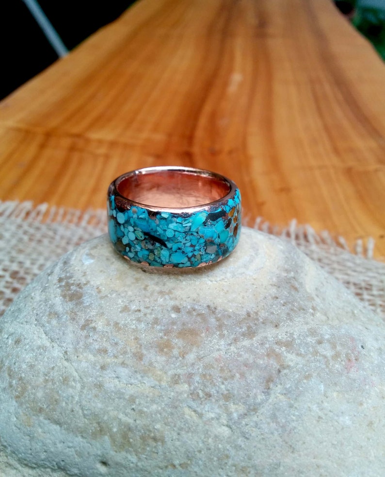 12mm Mixed Turquoise Copper Ring Band 3mm Thickness. - Etsy