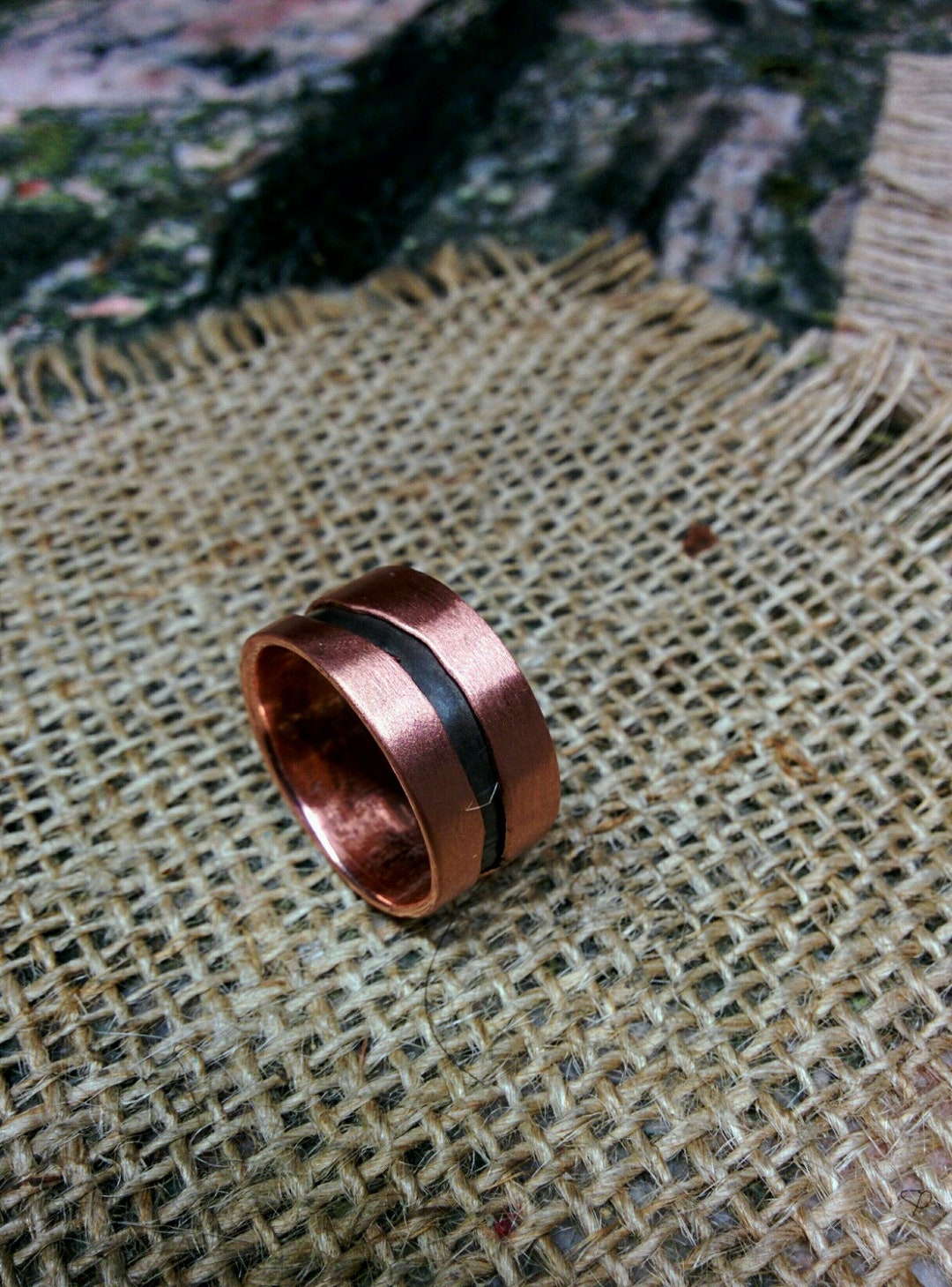 Waved Titanium Copper Ring Band. 1.5 X 10, 12 Mm. Brushed Face. - Etsy