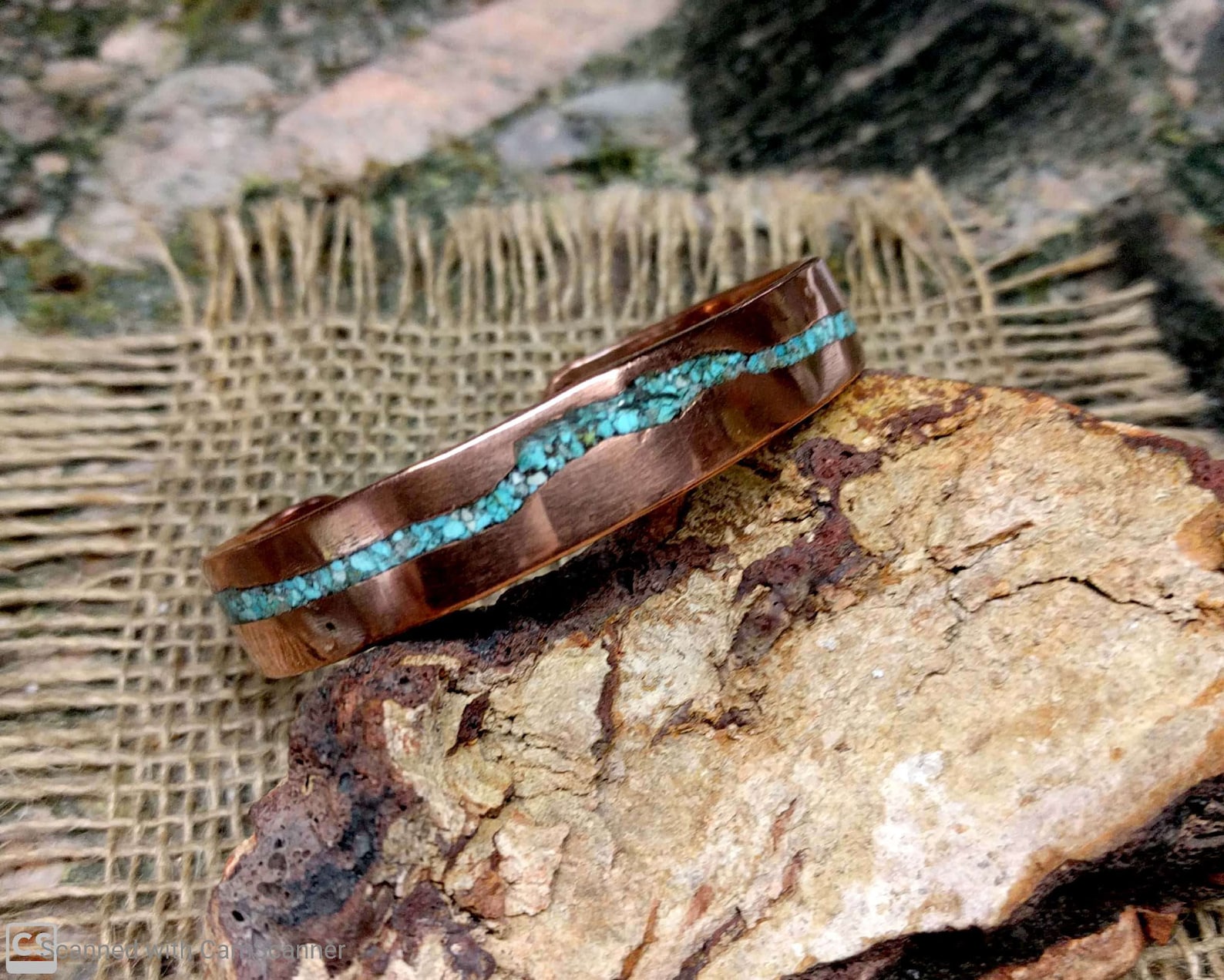 Thin Waved Turquoise Copper Cuff Bracelet. 11-12mm Wide. 2 Mm | Etsy