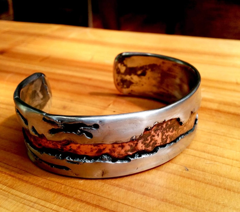 Rustic Copper Stainless Cuff Bracelet. Hammered Rustic Copper - Etsy