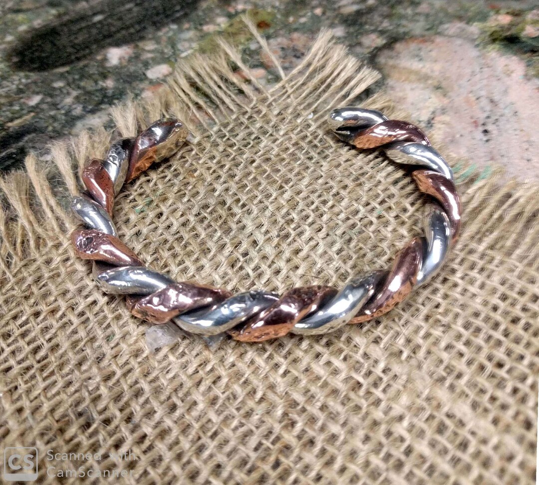 Twisted Copper Sterling Cuff Bracelet. 4 Gage Copper and Sterling. - Etsy