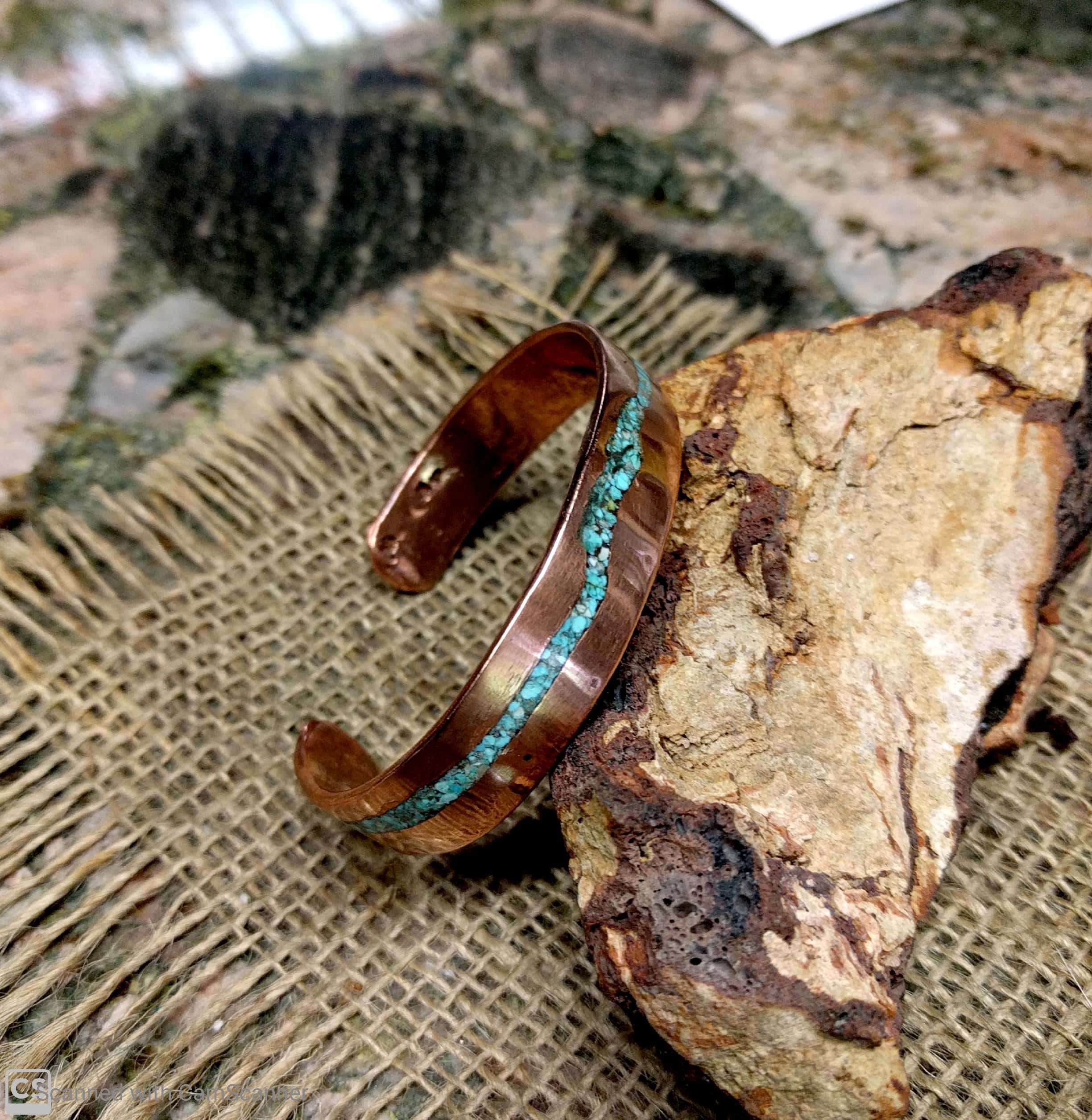 Thin Waved Turquoise Copper Cuff Bracelet. 11-12mm Wide. 2 Mm - Etsy