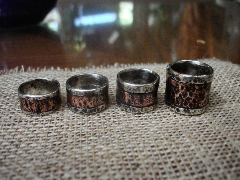 White Rustic Copper Ring Band. Hammered and Rustic. - Etsy