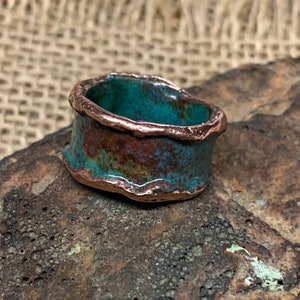 Mixed Patina Copper Ring Band. 10mm, 12 and 14 Mm Choice. - Etsy
