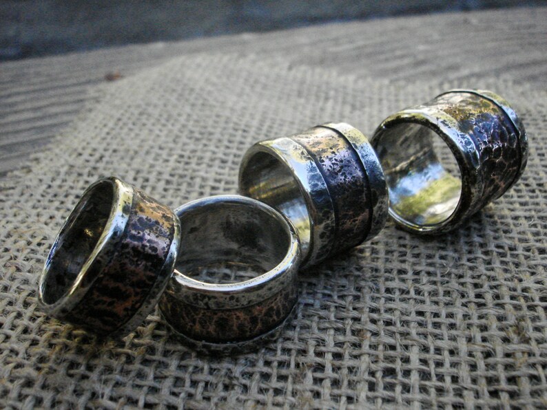 White Rustic Copper Ring Band. Hammered and Rustic. - Etsy