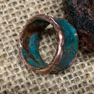Mixed Patina Copper Ring Band. 10mm, 12 and 14 Mm Choice. - Etsy