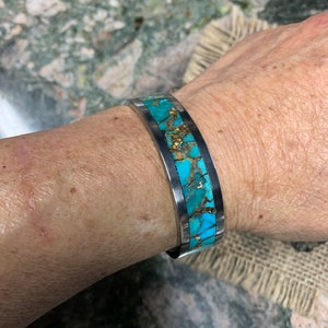 1/2" Wide Titanium Gold Vein Cuff Bracelet. 2.75-3mm Thickness. Grade 2 ...