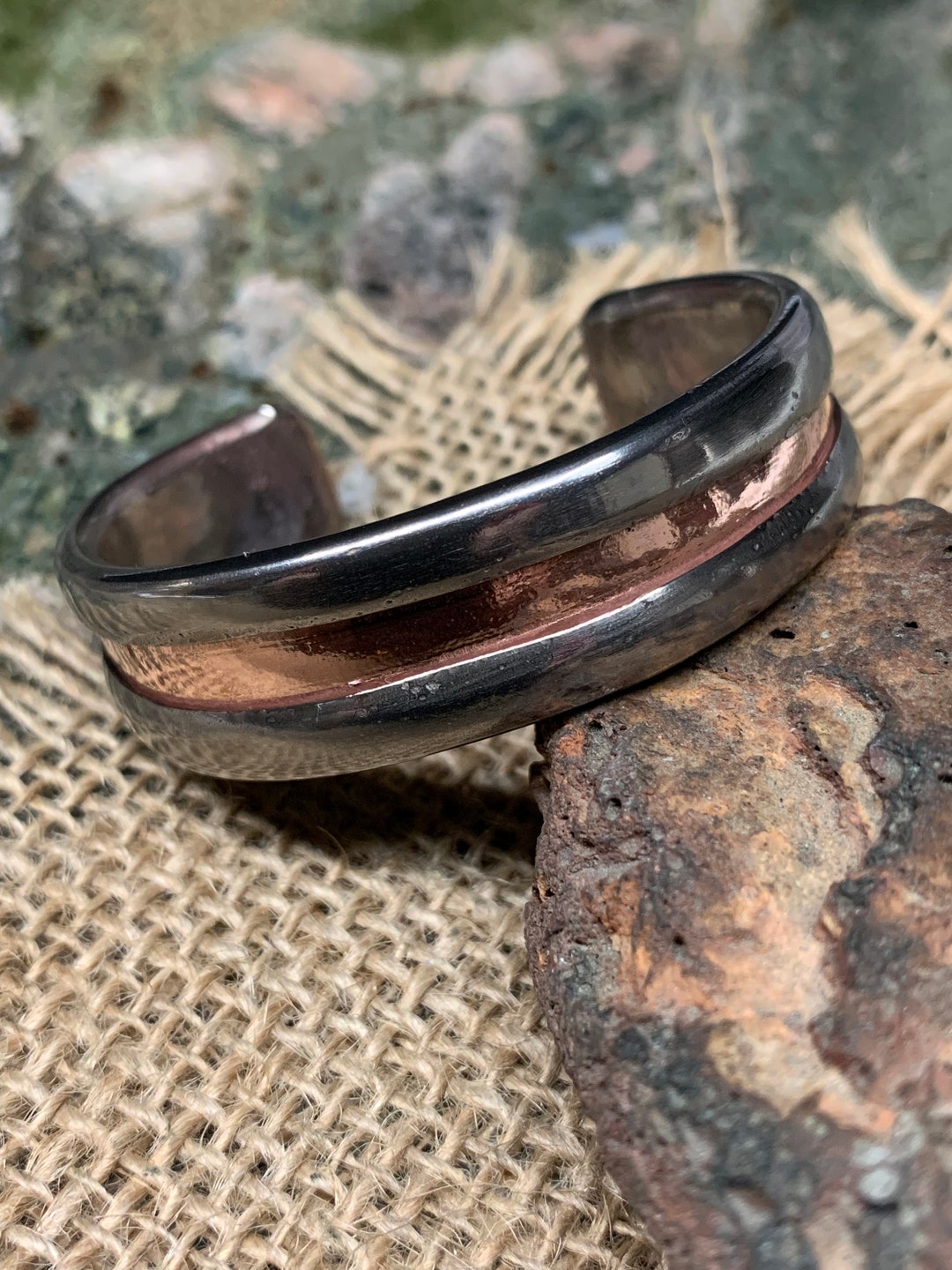 Copper Inlay Titanium Cuff Bracelet. 0.5" Wide. 3.5 Mm Thickness. Grade ...