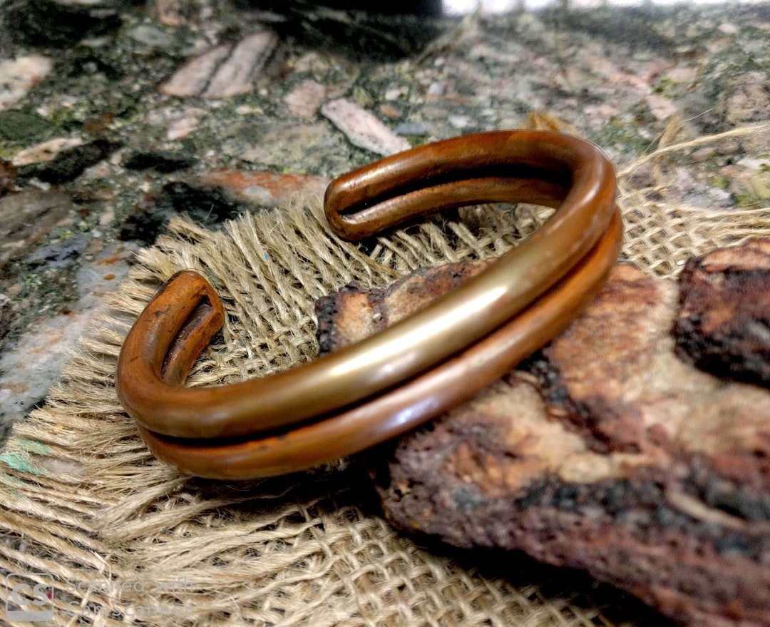 Double Round Copper Cuff Bracelet. 0.25" X 0.5" Thick and Wide. - Etsy