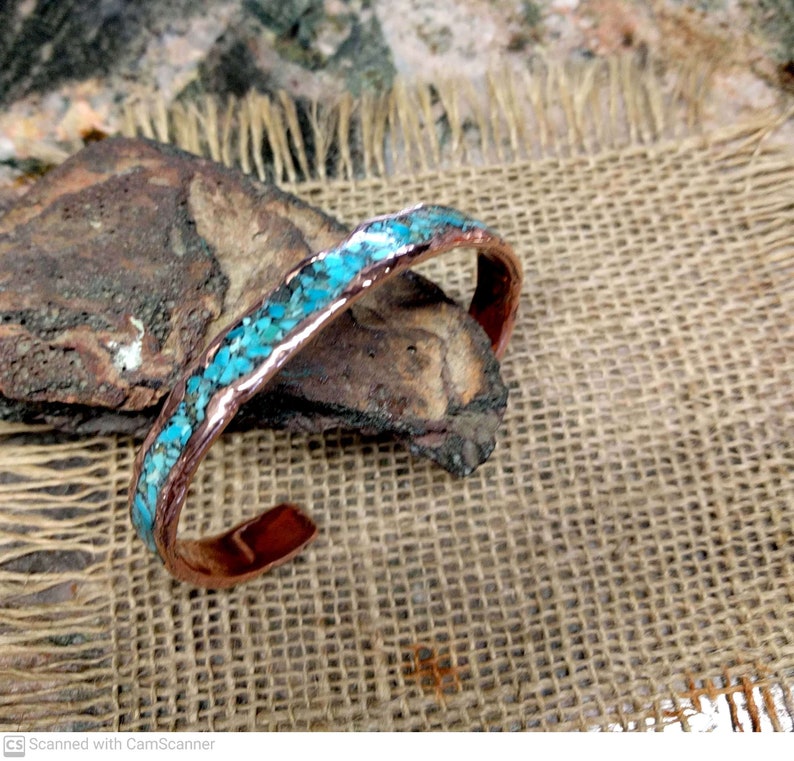 3/4 Turquoise Copper Cuff Bracelet. Molten Edges. 3 X7 - Etsy