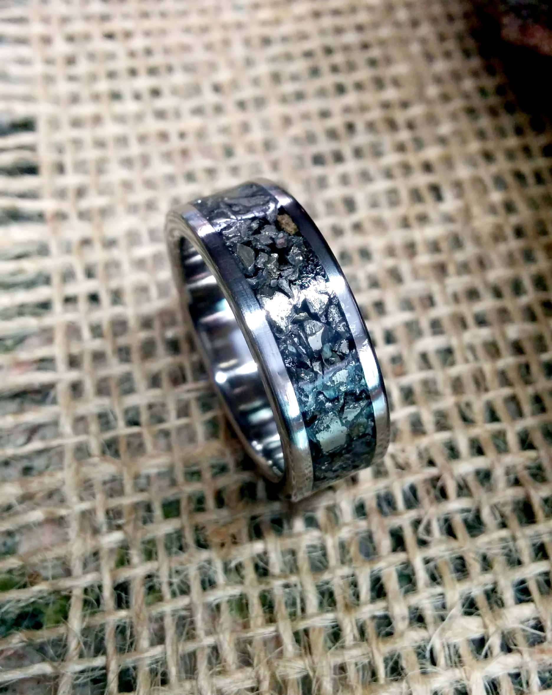 Mens Pyrite Ring Band. 2.5mm Thickness.8-12mm Wide Choice. Titanium ...