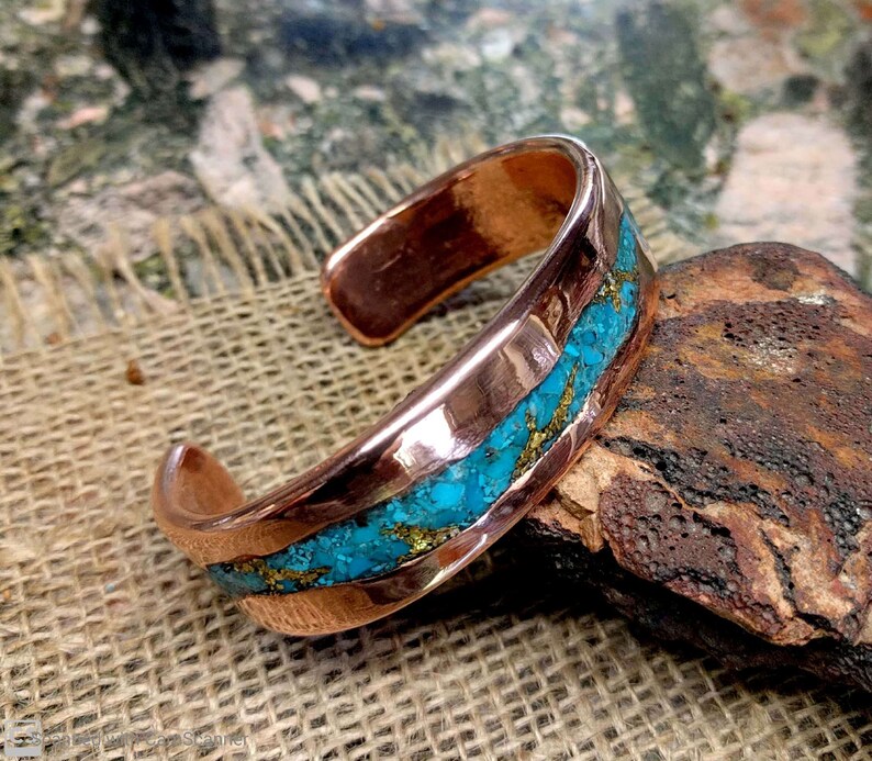 Gold Vein King Man Turquoise Copper Cuff Bracelet. Alaska Gold - Etsy