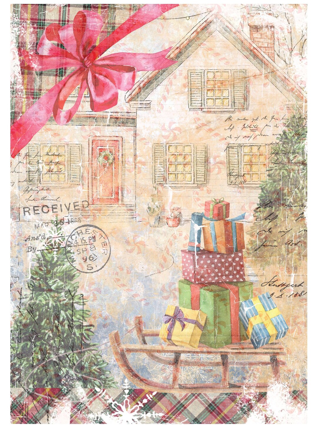 Christmas Collection - Large Decoupage Paper - 6 Size Options - Gift ...