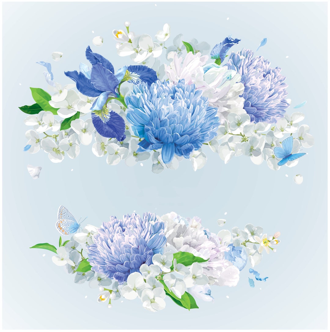 Blue Flowers - Decoupage Paper for Furniture - Floral Craft Paper ...