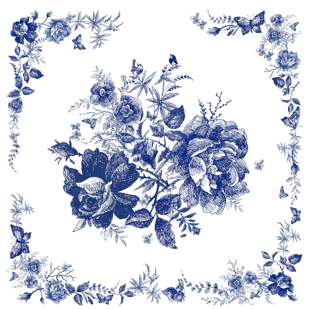 Blue Decoupage Paper for Furniture - Rice Paper Decoupage - Large ...