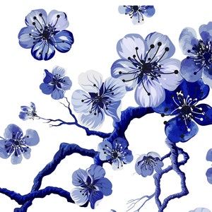 Blossom Blue Decoupage Paper for Furniture - Rice Paper Decoupage ...