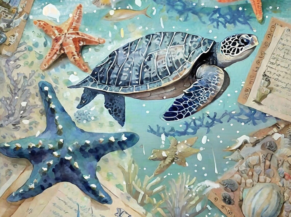Marine Life - Large Decoupage Paper for Furniture - Rice Paper ...